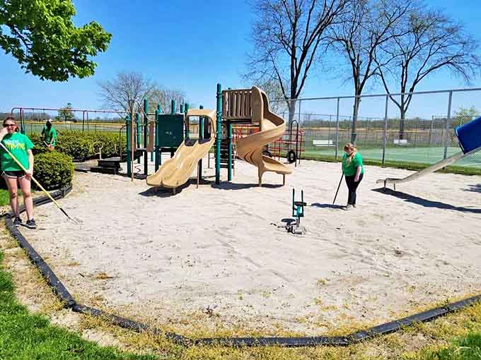 The playground waits patiently for laughter to return, its slides and swings offering simple pleasures that no video game can replicate.