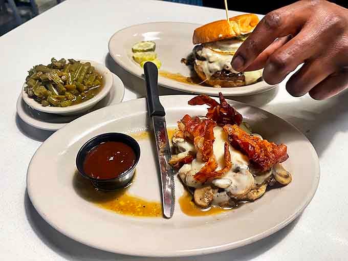 A plate that says "diet tomorrow" &ndash; smothered steak swimming in mushroom gravy with a side of pure comfort.