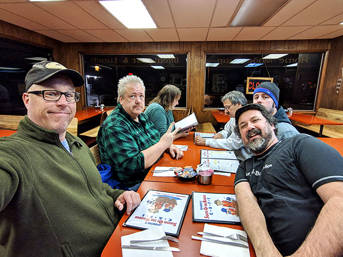 Nothing says "good local spot" quite like a table full of happy diners digging into their breakfast with genuine enthusiasm.