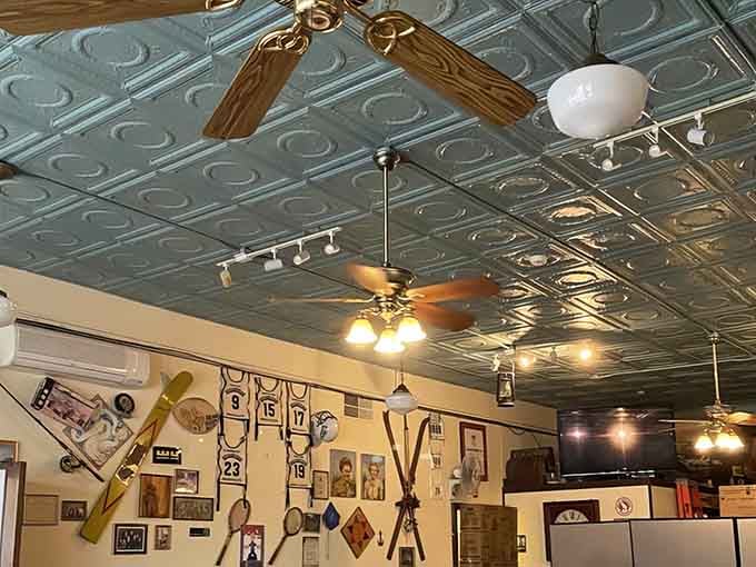 Vintage signs and local memorabilia cover the walls, giving you plenty to admire while you wait for your pizza to arrive.