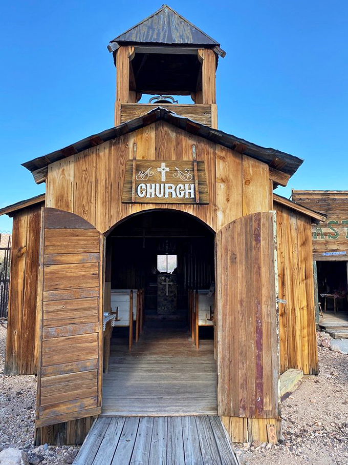 The simple church offered spiritual comfort when earthly prospects looked grim. Its wooden pews have supported the weight of countless prayers and hopes.