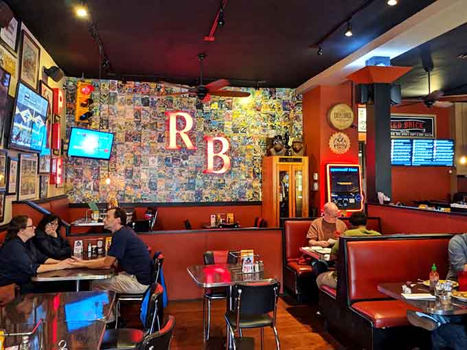 The interior design philosophy here seems to be "more is more," and somehow it works perfectly for this energetic space.