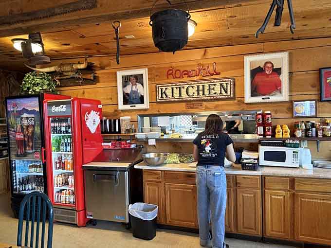 The kitchen bustles with activity as skilled cooks prepare meals that exceed all roadside dining expectations.
