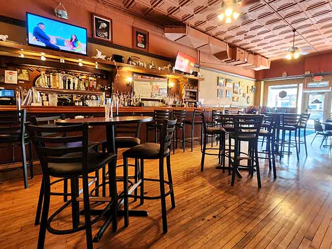 The dining area offers comfortable seating and good sightlines, whether you're watching the game or watching your dining companions.
