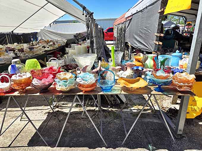 Vintage glassware catching sunlight like crystallized memories &ndash; each piece waiting to elevate ordinary drinks into special occasions.