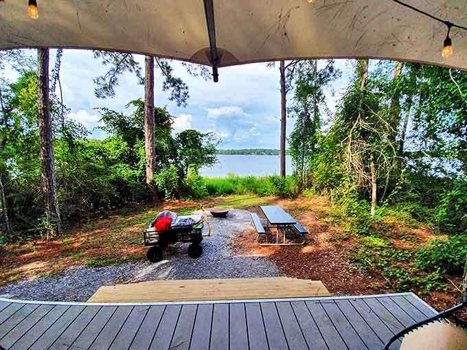 Morning coffee tastes infinitely better when your "breakfast nook" features panoramic lake views and pine-scented breezes.