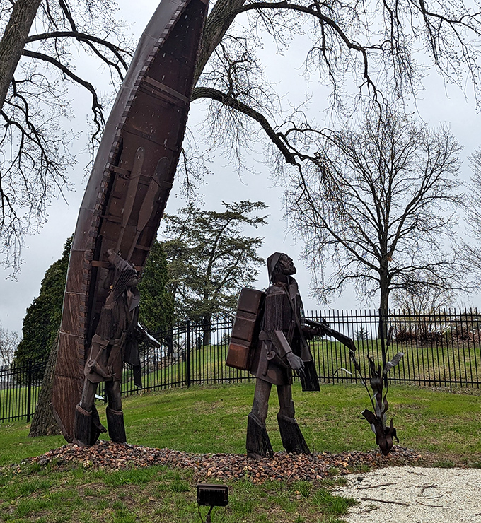 Metal sculptures capture the spirit of voyageurs, those hardy souls who paddled Wisconsin's waterways long before GPS could bail them out.