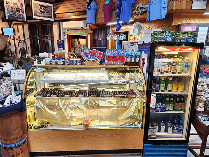 The service counter gleams with promise, displaying chocolates and treats that'll test your willpower and your wallet.