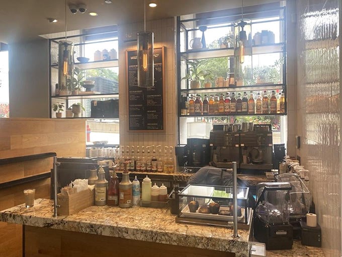 The cafe bar area is where coffee dreams come true, with baristas crafting beverages that take morning joe seriously.