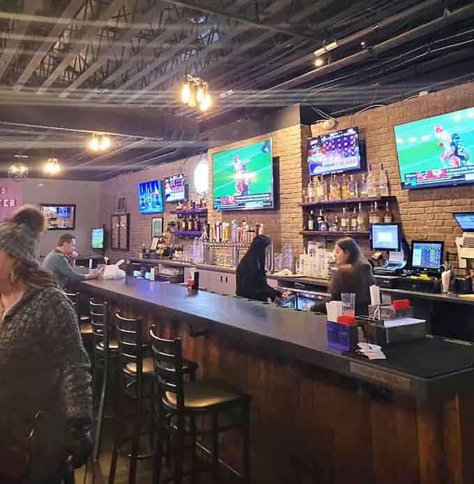 The well-stocked bar area invites you to settle in for drinks and conversation.