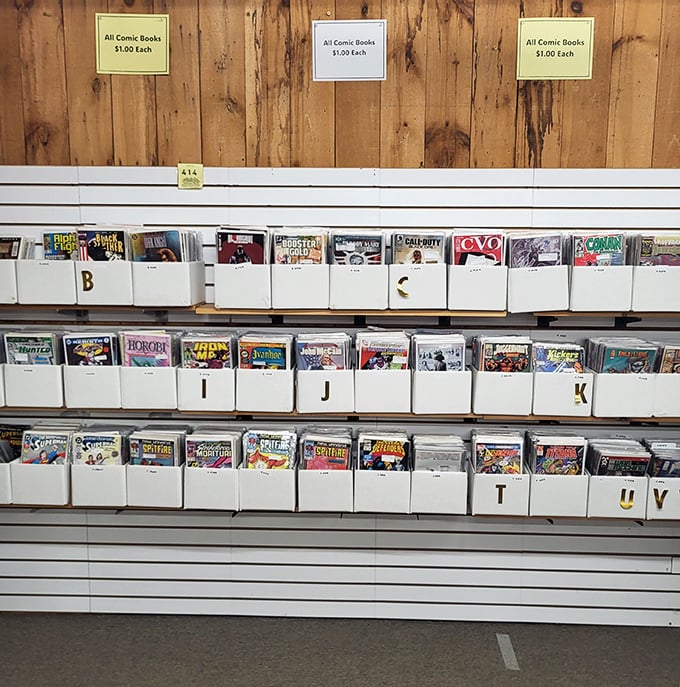 Alphabetized adventures await at just $1 each, proving that sometimes the most affordable treasures hold the most valuable escapes.