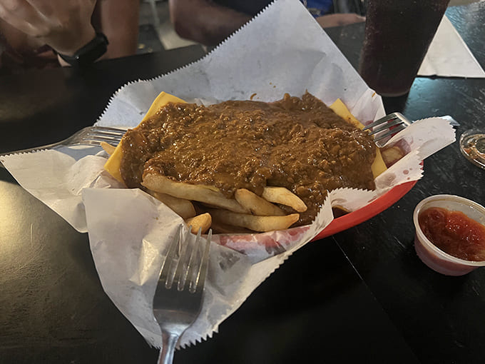 Chili cheese fries represent indulgence in its purest form &ndash; crispy potatoes smothered in savory house-made chili and melted cheese.