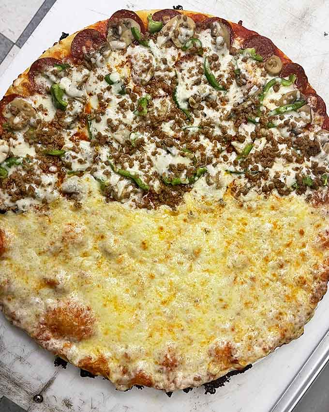 Can't decide? Their half-and-half pizzas let you experience two flavor adventures on one magnificent crust.