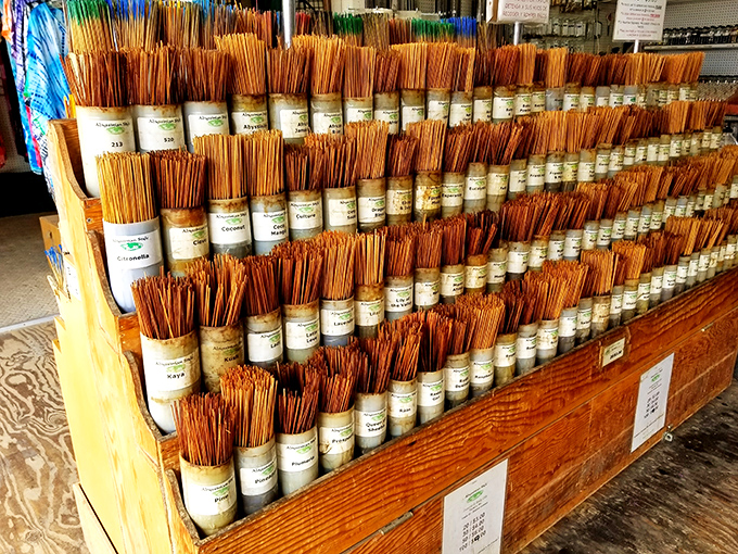 Spice up your life! Rows of colorful incense sticks offer aromatic options from traditional copal to modern scent blends.