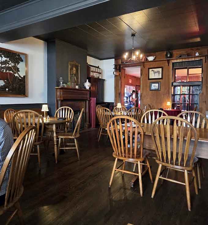 Wooden chairs, polished floors, and fireplaces create dining spaces that feel both spacious and intimate &ndash; the Goldilocks zone of restaurant ambiance.