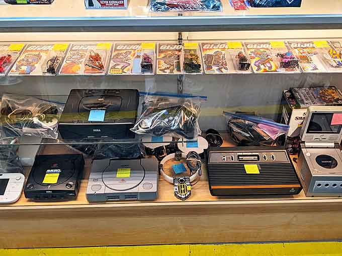 Retro gaming consoles sit like technological time capsules, their cartridges holding digital worlds that shaped childhoods.