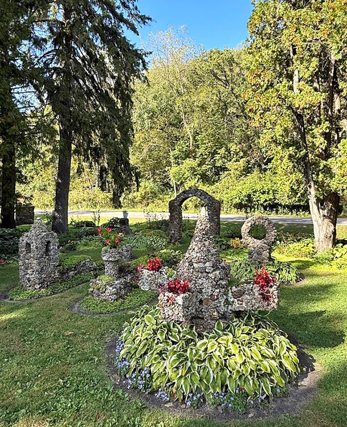 These whimsical formations aren't just garden features; they're stone time capsules from a more patient era.