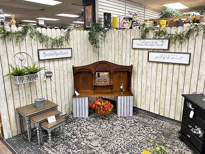 Dream, "Believe," "Wonderful" &ndash; this rustic vignette isn't just selling furniture; it's selling the lifestyle your stressed-out soul craves.