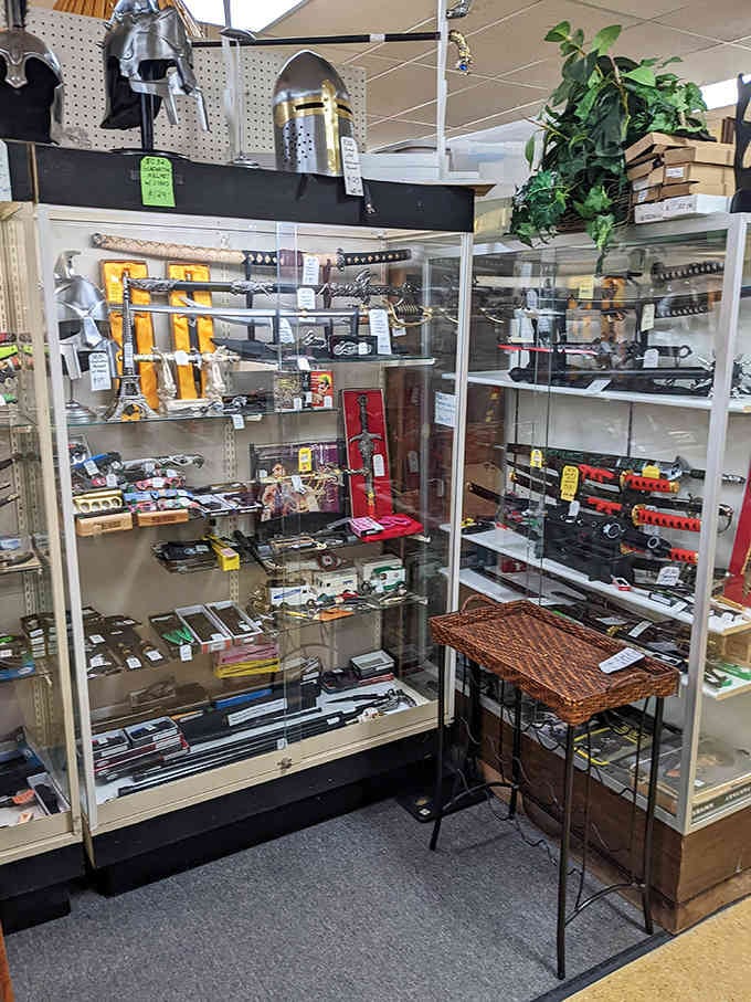 The military and weapons collection showcases historical pieces with respectful displays that honor their significance and craftsmanship.