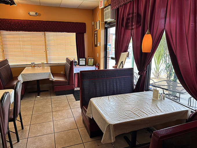 Corner tables bathed in natural light offer the perfect setting for intimate conversations between bites of pierogi and sips of Polish beer.