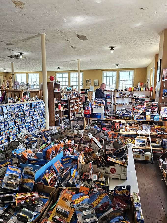 Childhood classics from decades past fill display cases, reminding visitors of simpler times when Pinocchio and Alice were playroom staples.