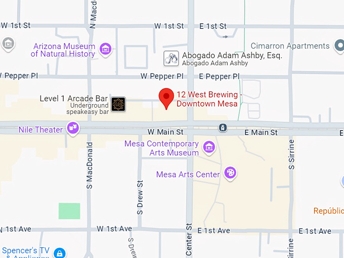 12 west brewing tap room and restaurant 10 map