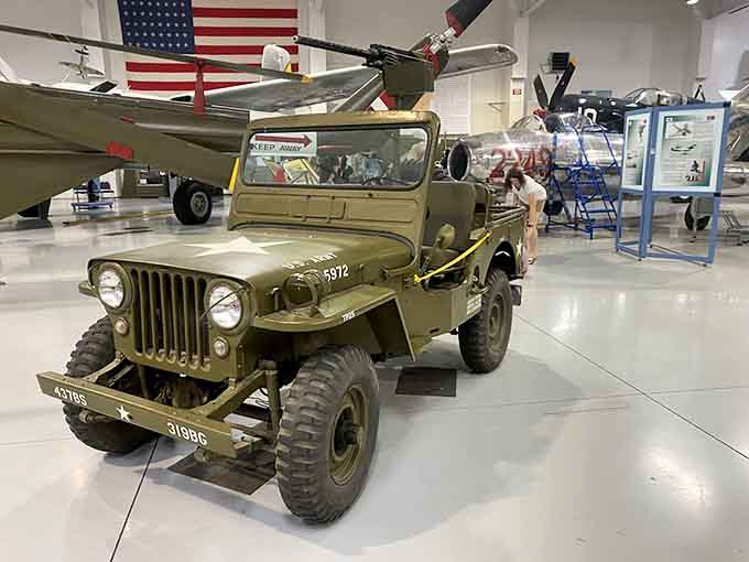 Even the ground vehicles get star treatment here, this Jeep probably saw more action than most modern SUVs ever will.
