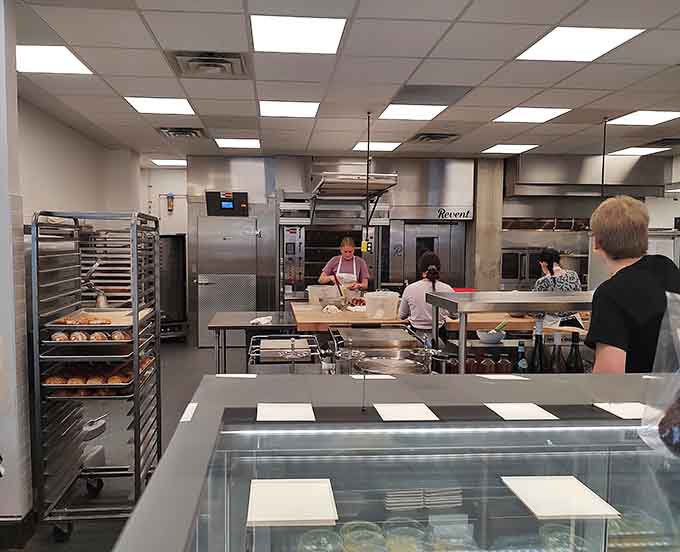 Behind the scenes, bakers work their magic with professional equipment and serious skill, creating tomorrow's sold-out items.