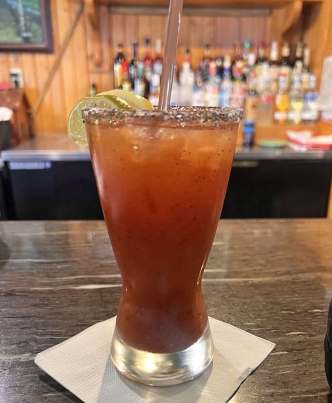 This Bloody Mary comes properly dressed and ready to work, whether you're brunching or just need your vegetables in liquid form.