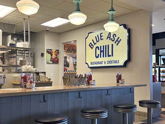 The counter area maintains that classic diner vibe while keeping everything clean, modern, and efficiently organized.