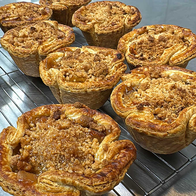 The caramel apple amaretto pie &ndash; where tradition meets innovation under a perfectly latticed roof. Not just a dessert, but an architectural marvel of flavor.