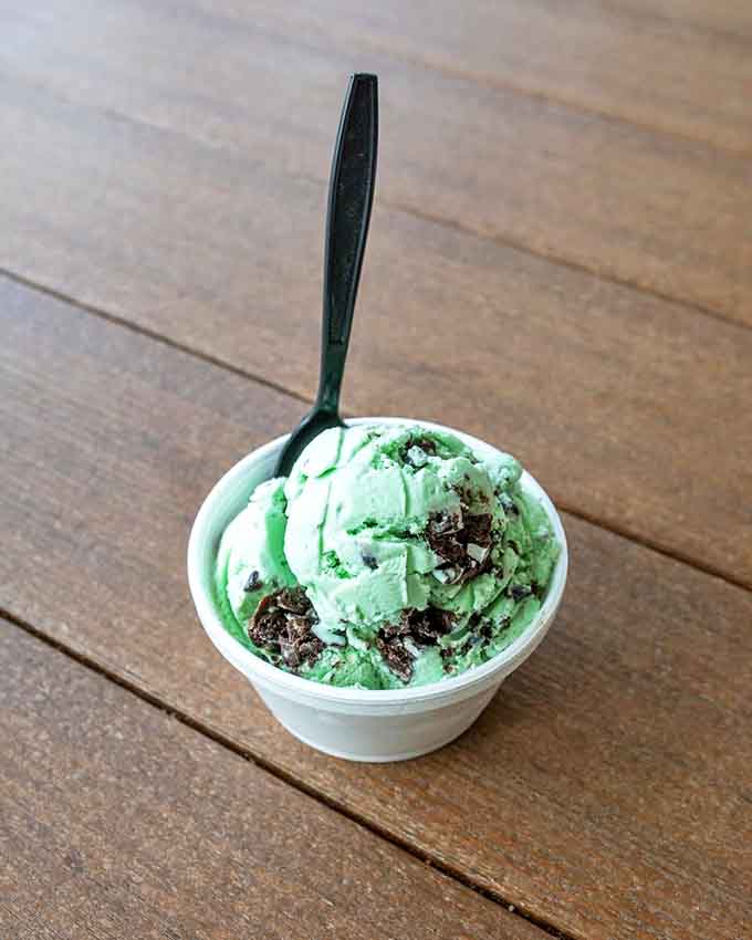 Mint chocolate chip ice cream: the perfect palate cleanser between cheese tastings or the ideal sweet ending to your Cheesebarn adventure.
