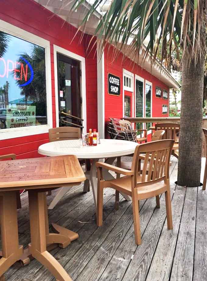 The outdoor deck provides the perfect setting to enjoy your treats, where sea breezes complement the sweetness of freshly made confections.