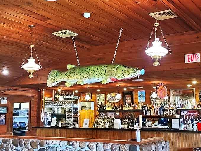 That magnificent fish suspended from the ceiling isn't just decoration &ndash; it's a conversation starter that's witnessed countless celebrations below.