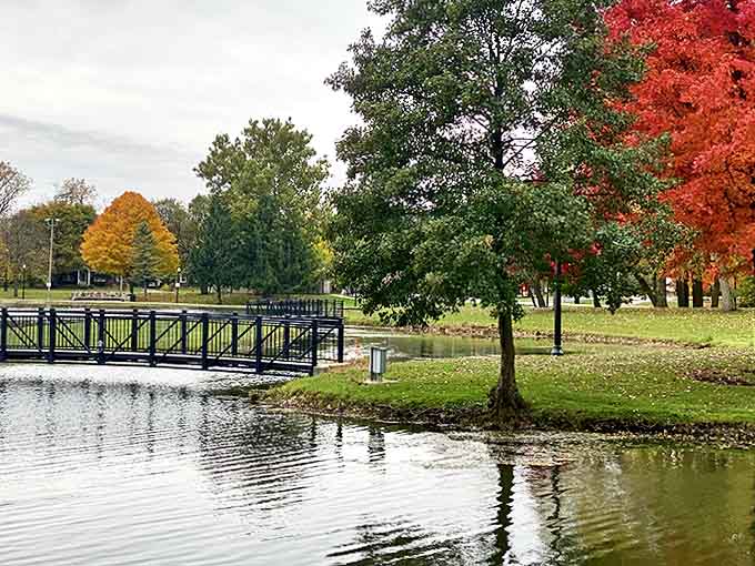 This charming park bridge frames the water perfectly, creating an Instagram-worthy scene that looks even better in person than on your phone screen.