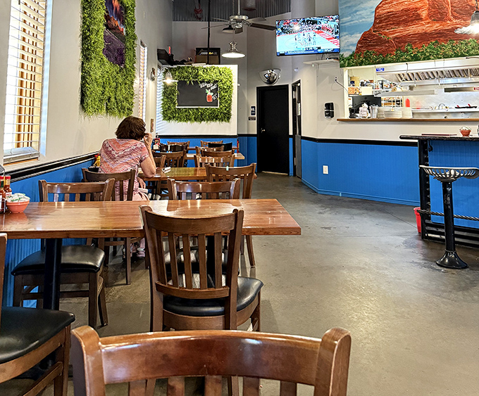Empty tables waiting for their next food pilgrims &ndash; a rare sight in this beloved local institution.