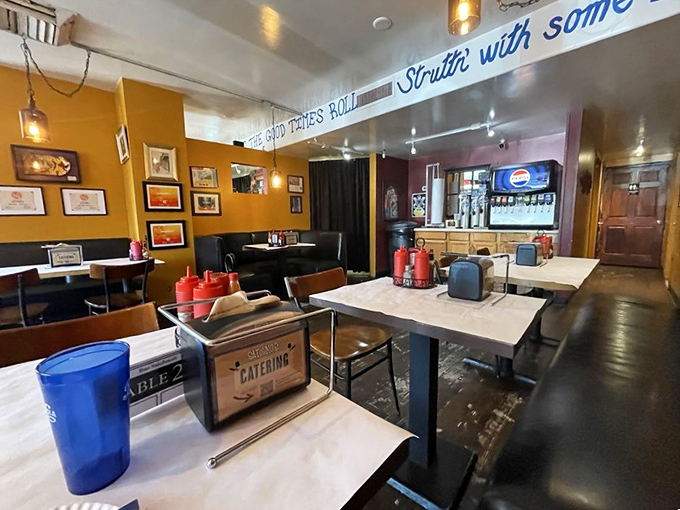 The dining area's simple elegance lets the food take center stage, while musical touches remind you of the restaurant's namesake.