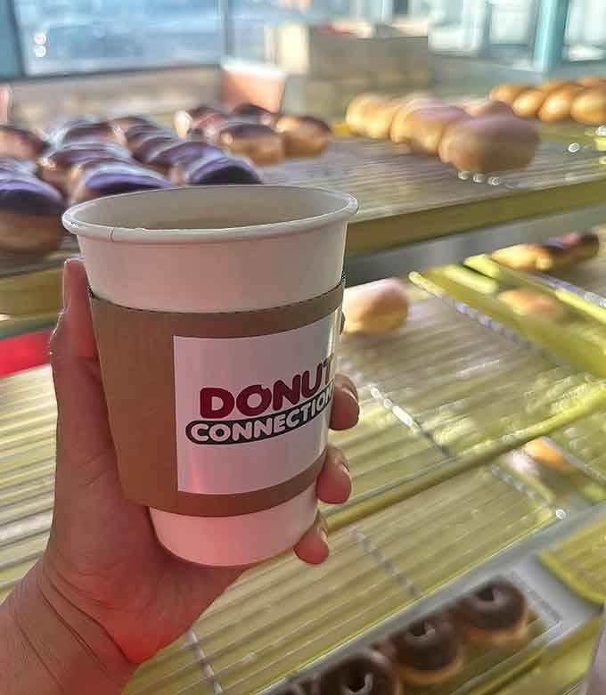 That first cup of morning coffee tastes even better when you're surrounded by fresh donuts and the promise of breakfast sandwiches.