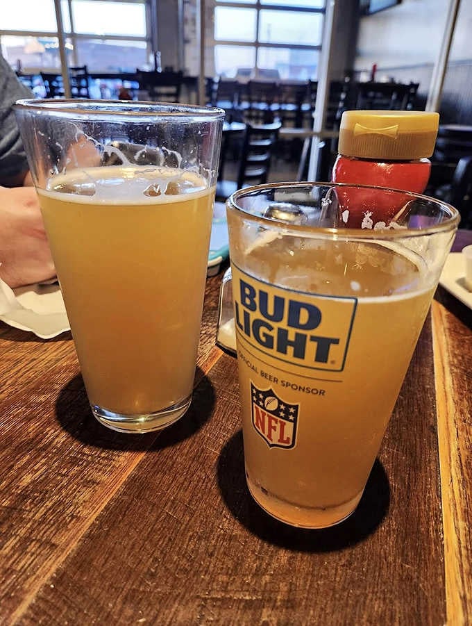 The perfect wing wingmen! These golden brews stand ready to cool the heat and complement the feast that's about to unfold.