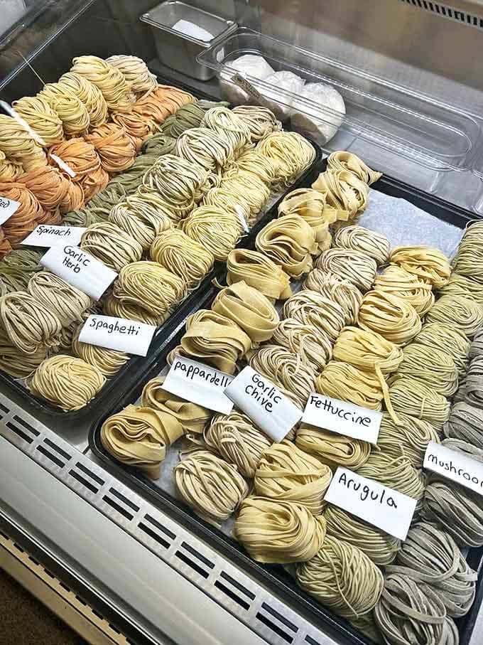 Fresh pasta that would make an Italian grandmother nod in approval &ndash; each variety labeled and waiting to become the foundation of your next memorable meal.