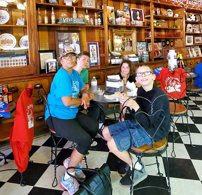 These folks know what's up, taking a break from reality to enjoy treats in a place where calories don't count.