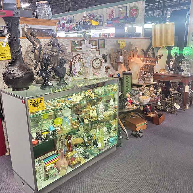 Collectibles from every era compete for attention, like a three-dimensional timeline of American pop culture and craftsmanship.