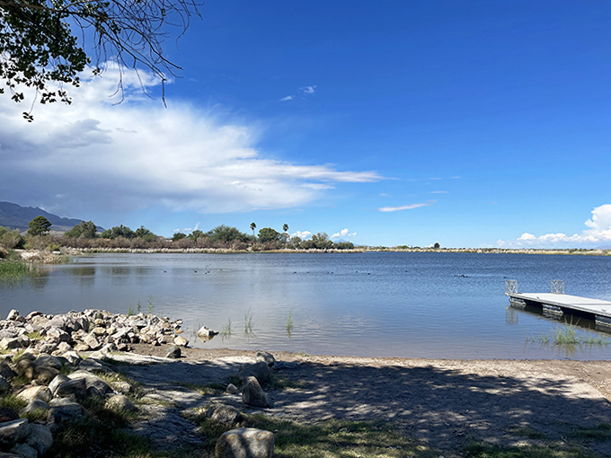 Nature's perfect landscaping – water, rock, and sky creating a composition that expensive resorts try desperately to replicate.