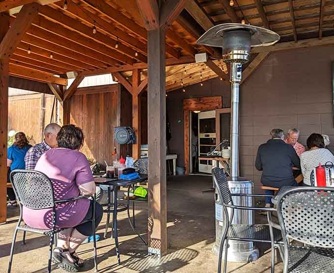 Outdoor seating lets you enjoy your meal with fresh lake air, because sometimes the best seasoning is a gentle breeze.