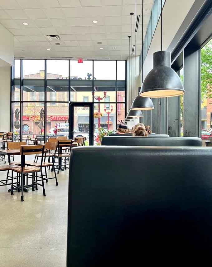 Another angle reveals Nolabelle's thoughtfully designed space, where every seat offers a great view and comfortable spot to enjoy exceptional food.