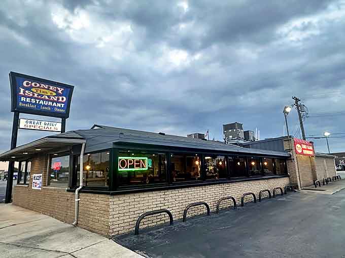 Even on cloudy days, that "OPEN" sign shines with the promise of comfort food and warm hospitality.