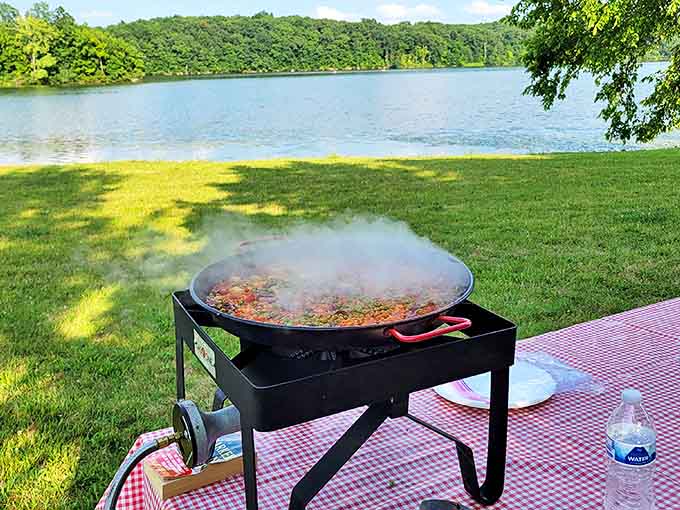 Outdoor cooking reaches new heights when your dining room features panoramic lake views and the freshest air imaginable.