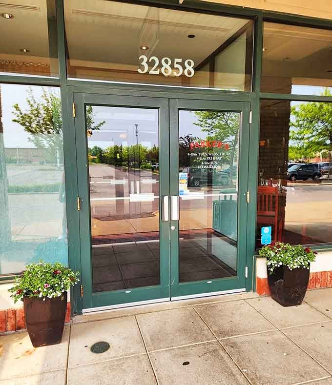 The entrance welcomes you with planters and glass doors, giving no hint of the prime rib paradise that awaits inside.