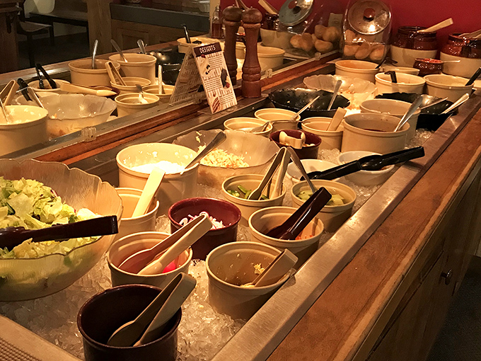 Breakfast buffet: The salad bar selection showcases Father's commitment to letting diners customize their comfort food experience.