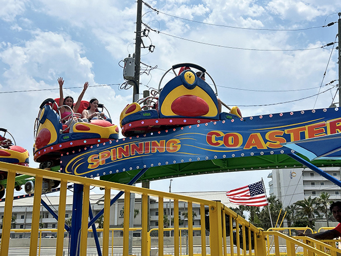 The Spinning Coaster delivers exactly what it promises – a twirling, whirling adventure that'll rearrange your sense of direction.